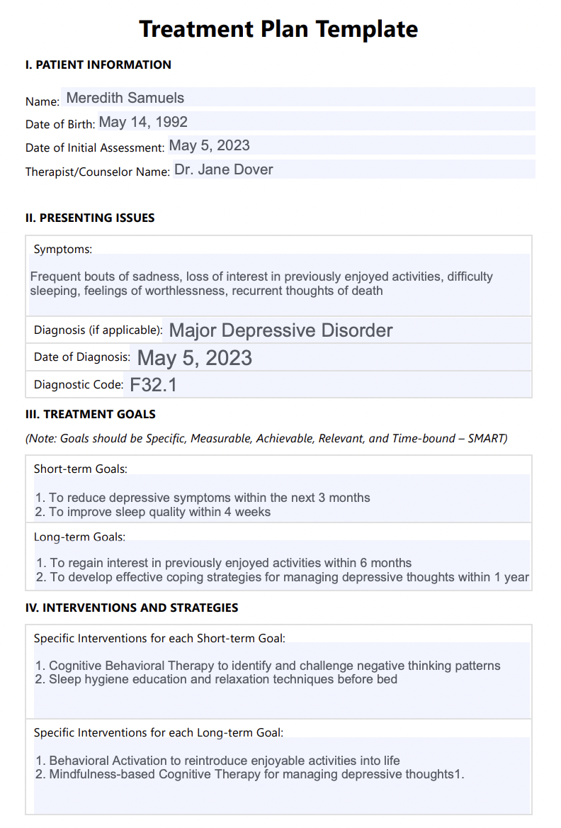 Treatment Plan Template Example Free PDF Download treatment-plan-template-example-free-pdf-download
